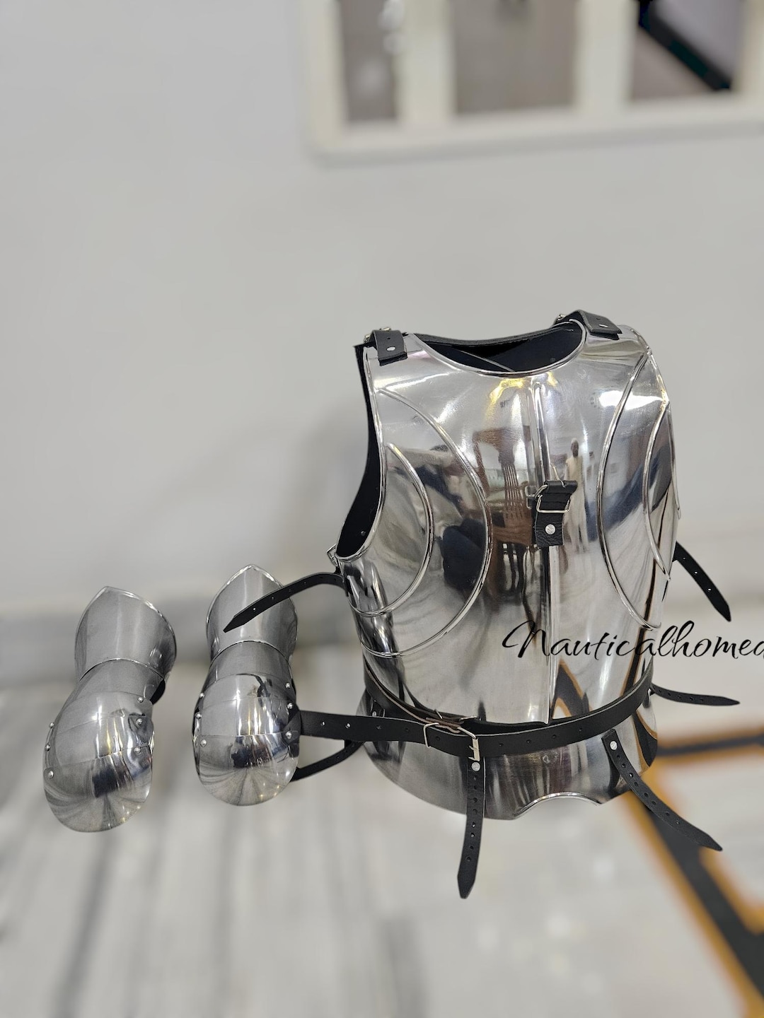 Medieval Knight Gothic Chest Plate & Combat Mitten Gauntlets - Roman ...