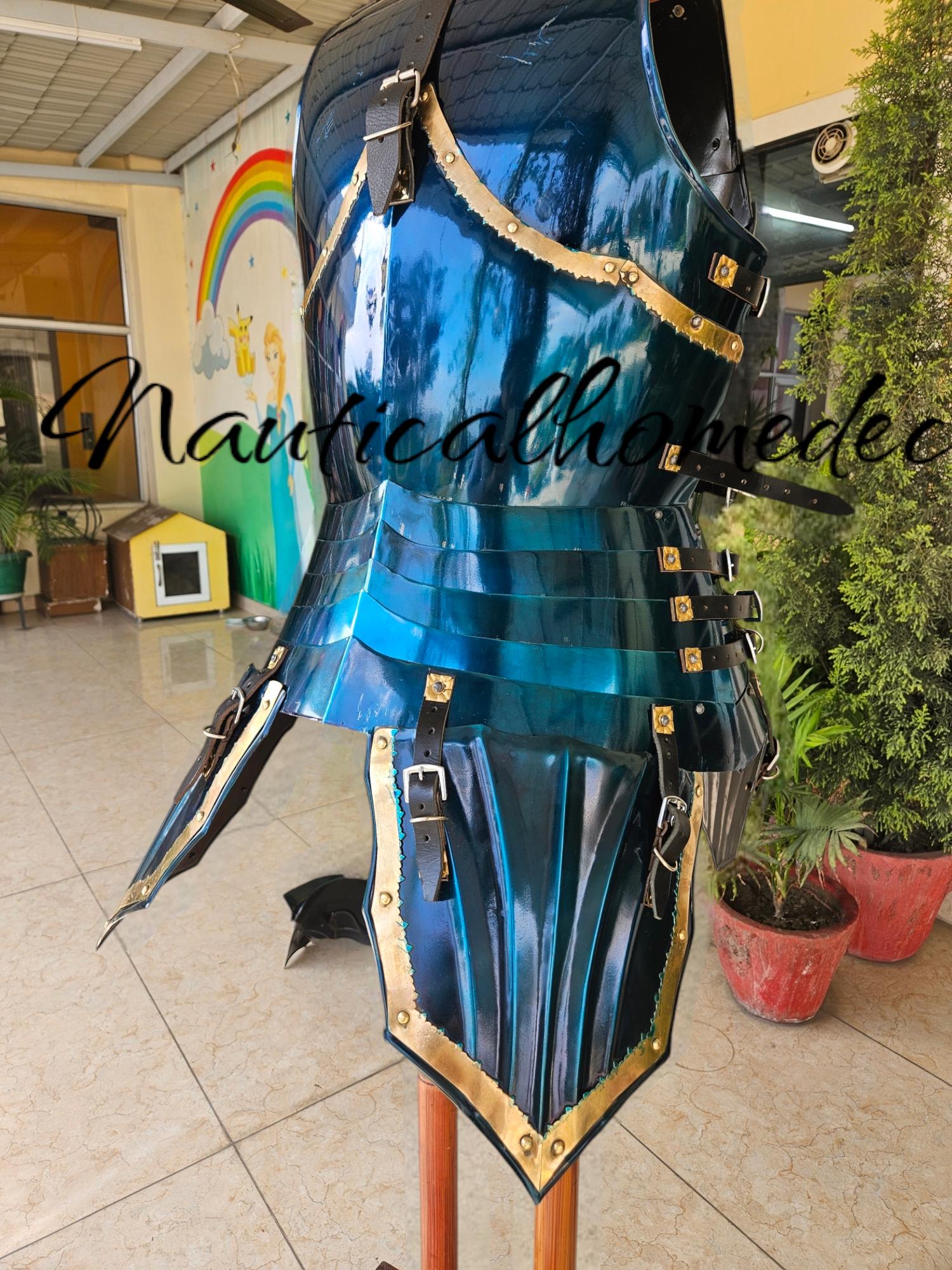 Medieval Knight Blue Azure Armor Roman Cuirass & Tassets Fantasy ...