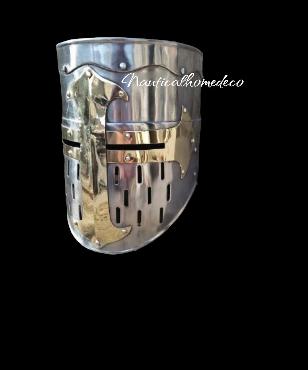 Medieval Templar Knight Steel Helmet, Authentic Battle Warrior Armour ...