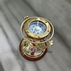 Brass Gimbal Ship's Binnacle Compass – Vintage Nautical Marine Decor ...