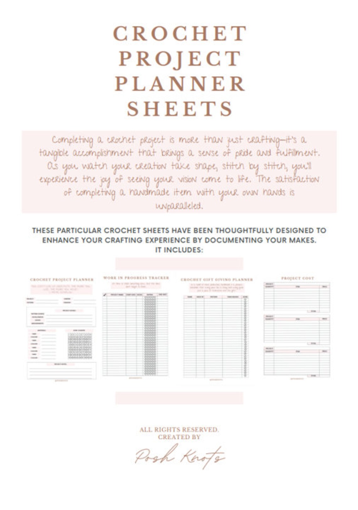 Crochet Project Planner Sheets - Etsy