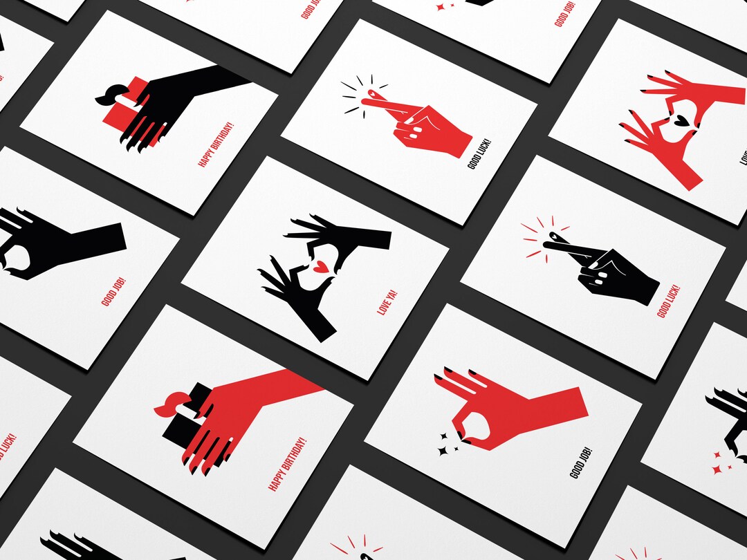 Hand Gesture Greeting Cards Set of 4 Cool Postcards With - Etsy