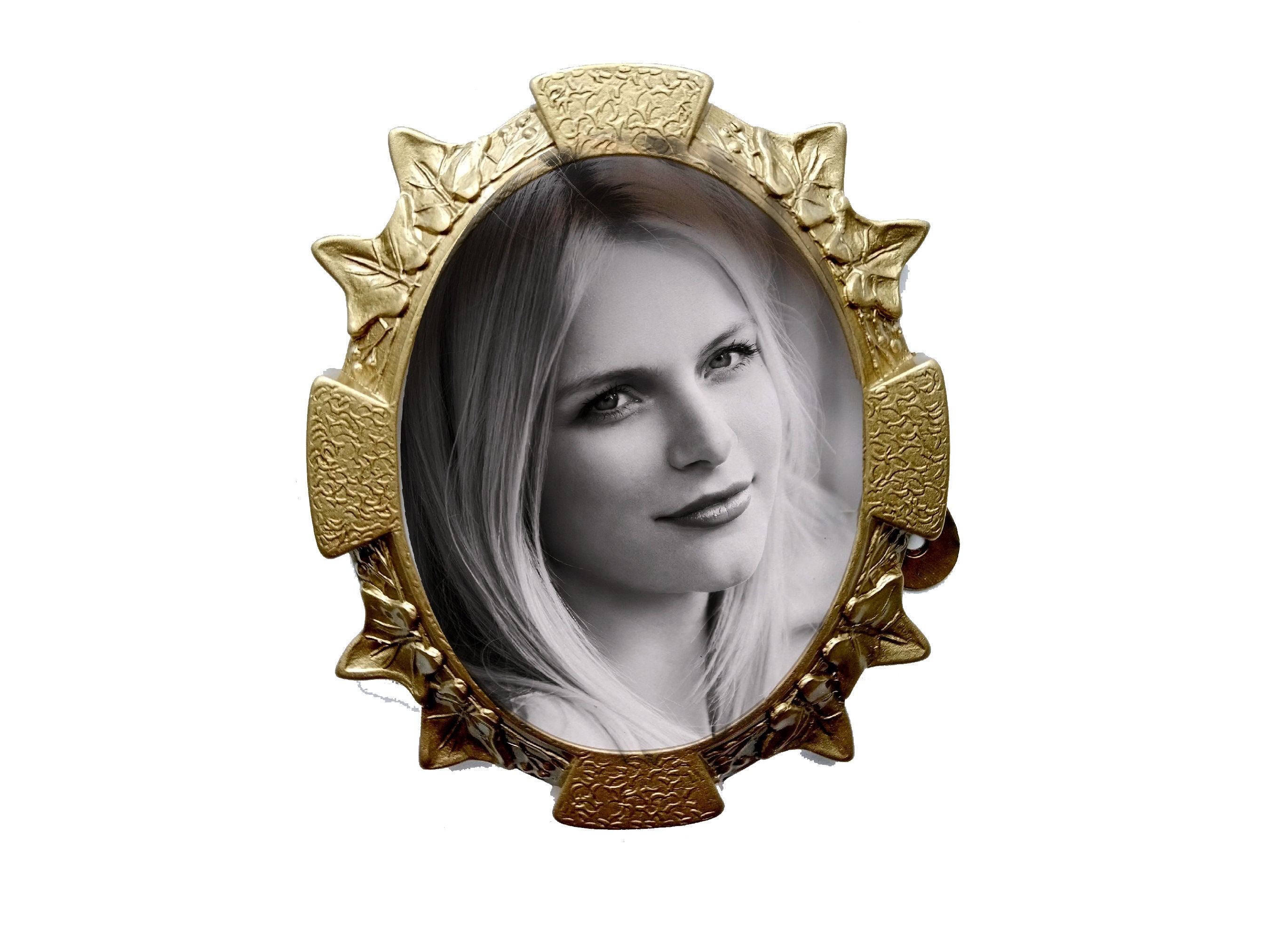 Vintage Oval Gold Frame for Headstone Pictures Heavy Brass Leaf ...