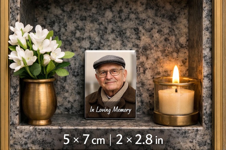 Headstone Photo Plaque Rectangular | Porcelain Grave Picture | Outdoor ...