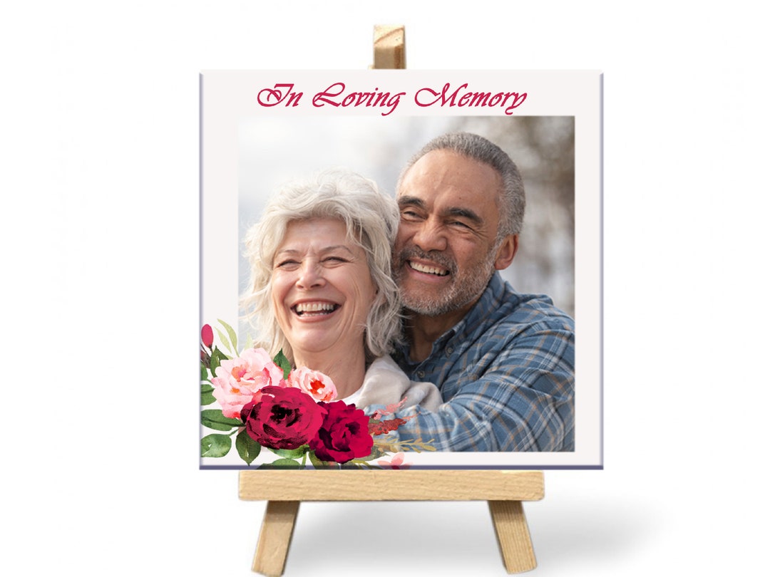 Square Memorial Plaque for Headstone With Floral Decoration - Etsy