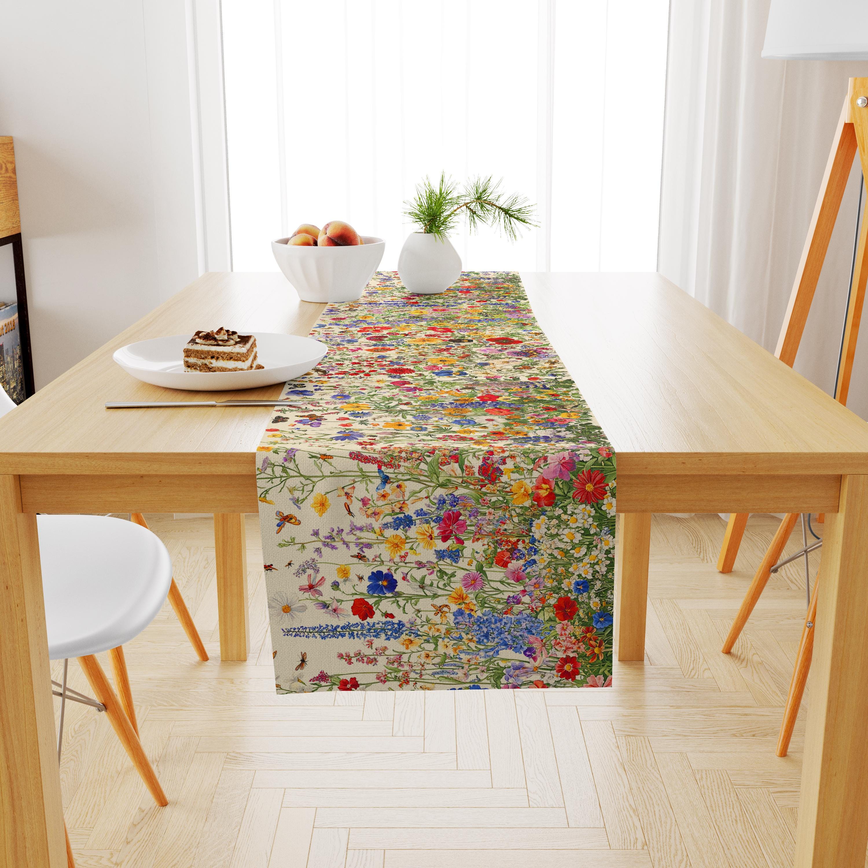 Wildflowers Table Runner, Botanical Floral Table Runner, Spring Summer ...
