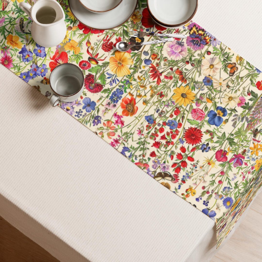 Wildflowers Table Runner, Botanical Floral Table Runner, Spring Summer ...