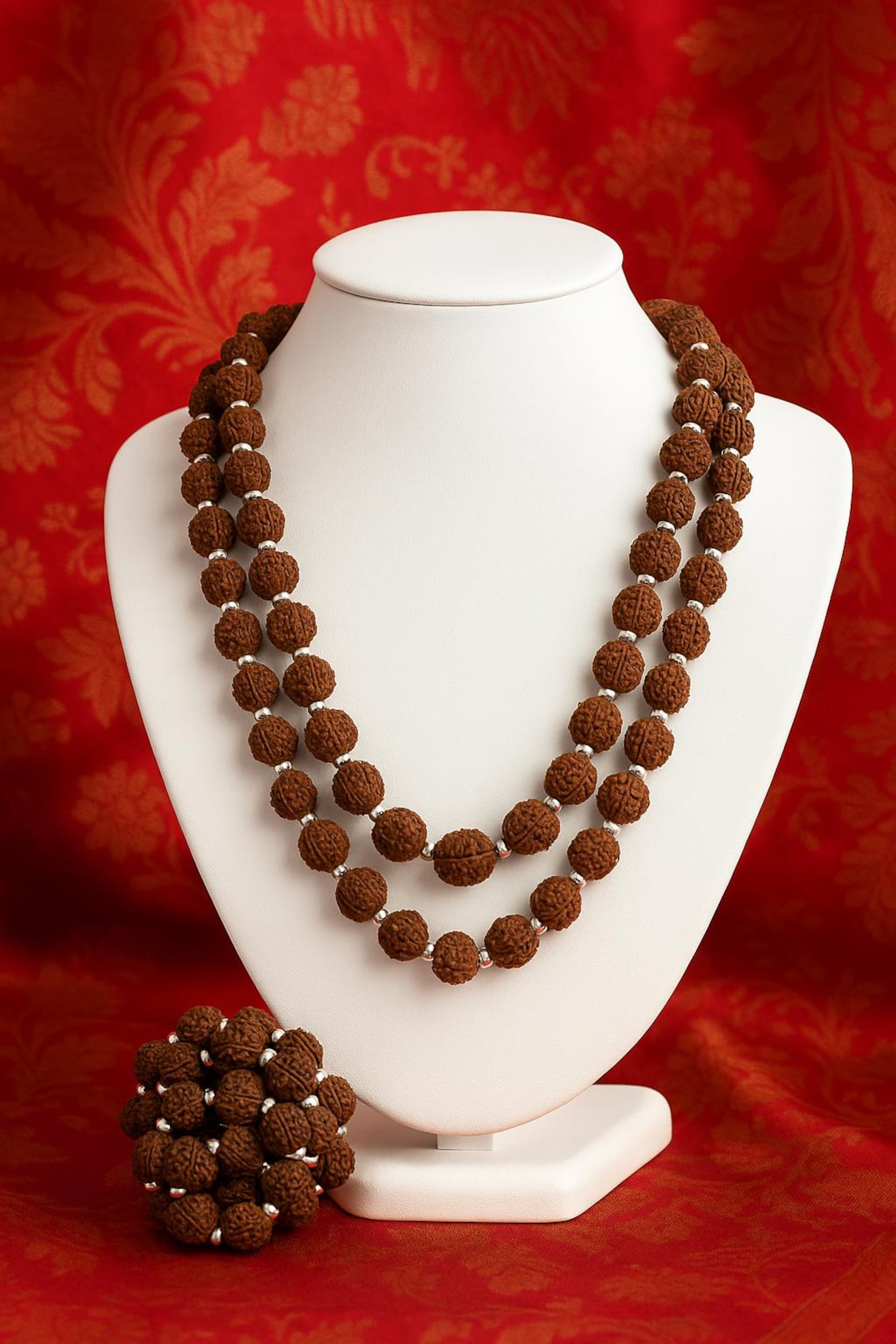 Rudraksha Style Garland | 54 Bead Mala Set of 2 = 108 Beads | Temple ...