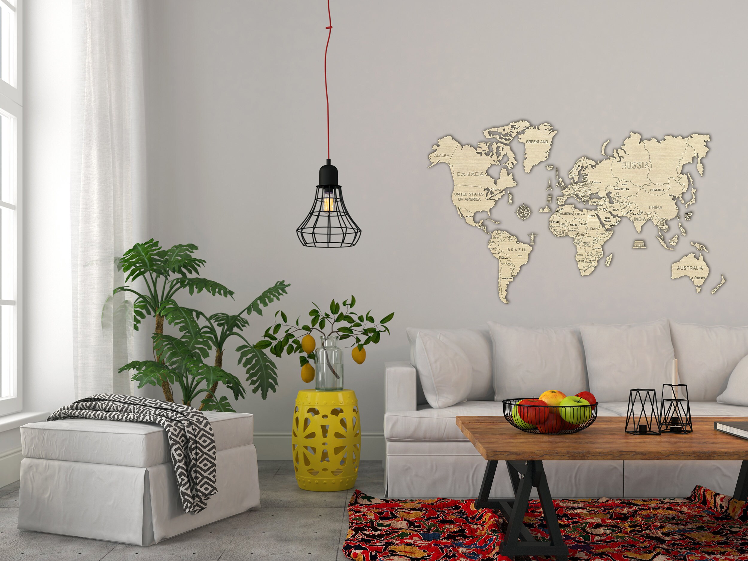 Wooden World Map in Wall Decor by WOODEN.CITY Gift Map of the World ...