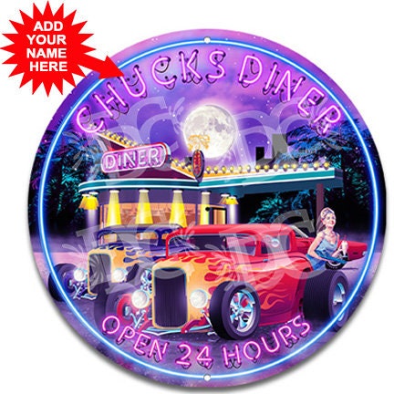 Retro Drive-in Diner Sign Customized 50's Hot Rod Diner - Etsy