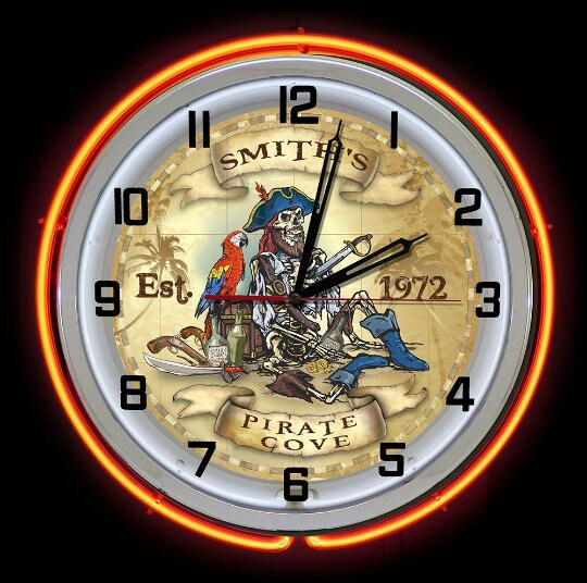 Pirate Theme Bar 19 Neon Clocks Jolly Roger Pirate - Etsy