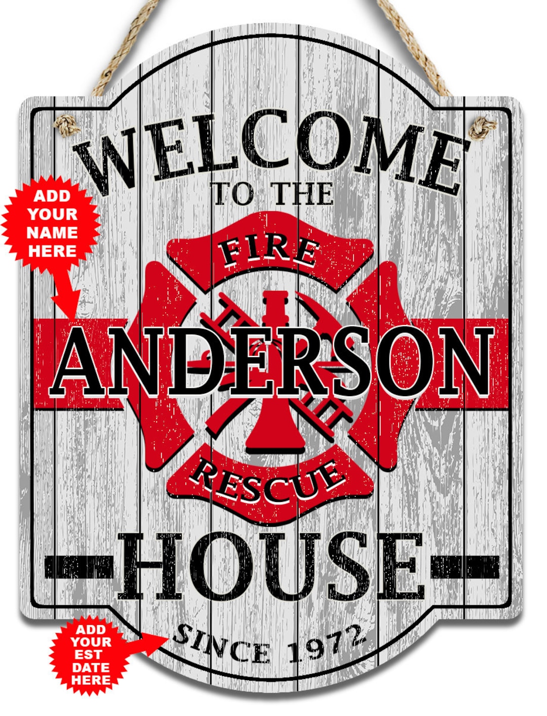 Personalized Firefighter Welcome Sign, Fire House Decor - Etsy