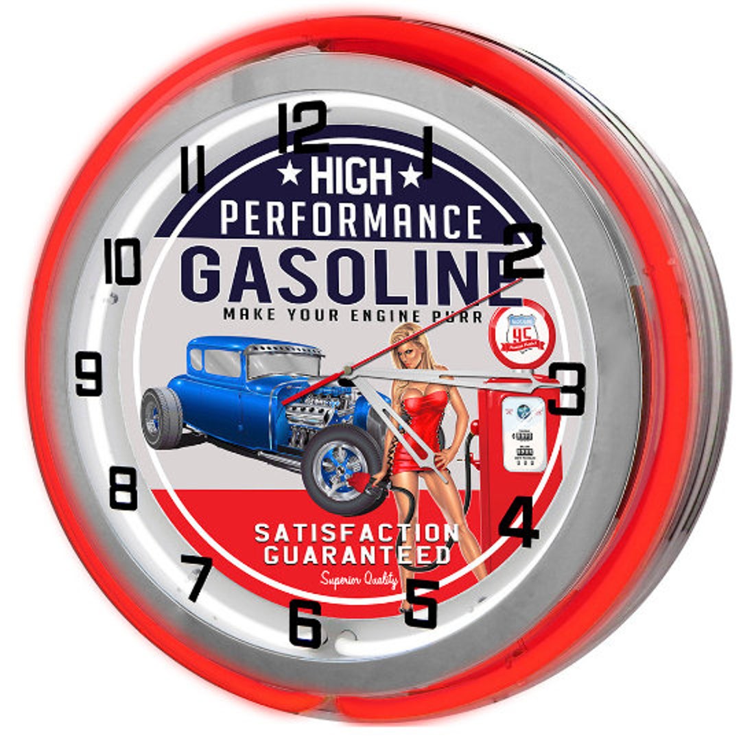 Gas Station 19 Neon Sign Customized, Mechanic Garage Neon Clock ...
