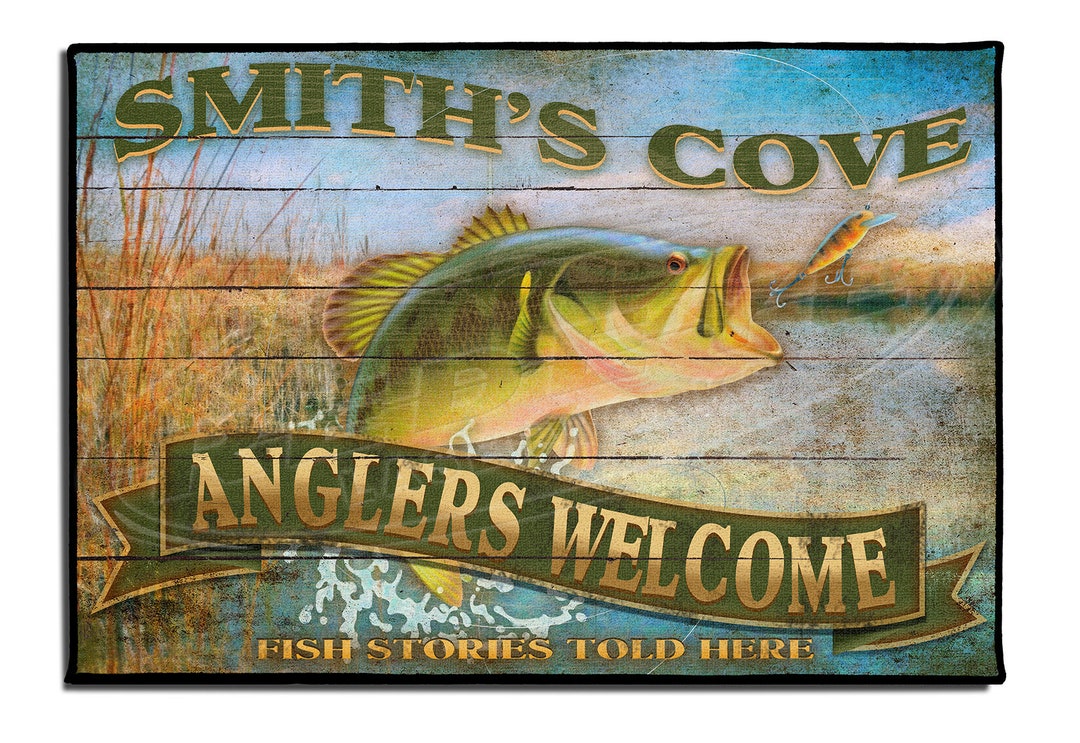 Fishing Welcome Mat, Angler Front Door Welcome Mat, Fishing Cabin Front ...