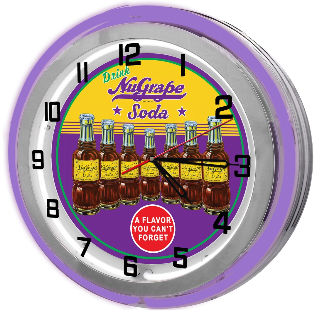 Nugrape Soda Neon Garage Clock - 19" Double Neon Blue - Etsy