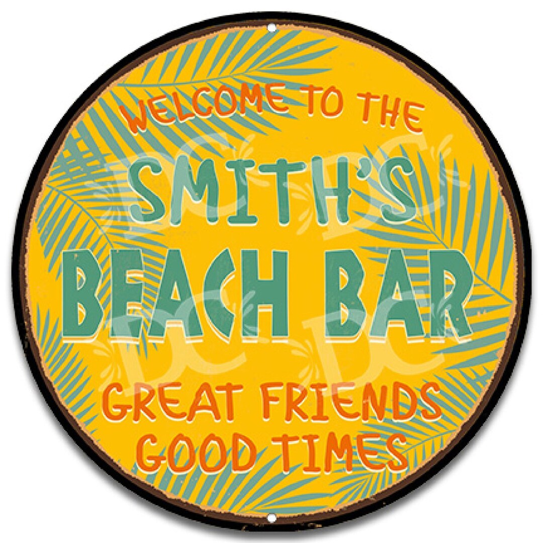 Tropical Beach Bar Custom Sign, Beach Bar Welcome Sign, Tiki Bar ...
