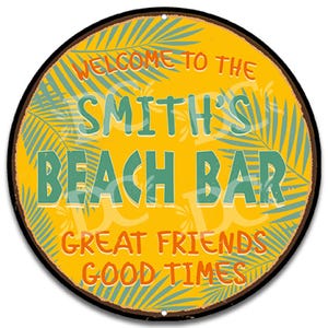 Tropical Beach Bar Custom Sign, Beach Bar Welcome Sign, Tiki Bar ...