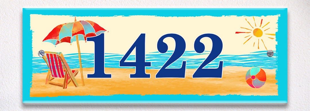 Beach Themed Ceramic House Numbers, Ocean Beach House Cottage Custom ...