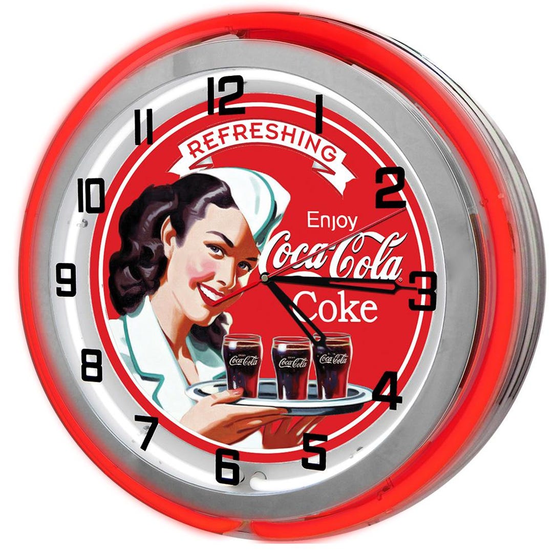 Diner Restaurant Coke Neon Sign 19" Clock, Coca Cola Diner Clocks ...