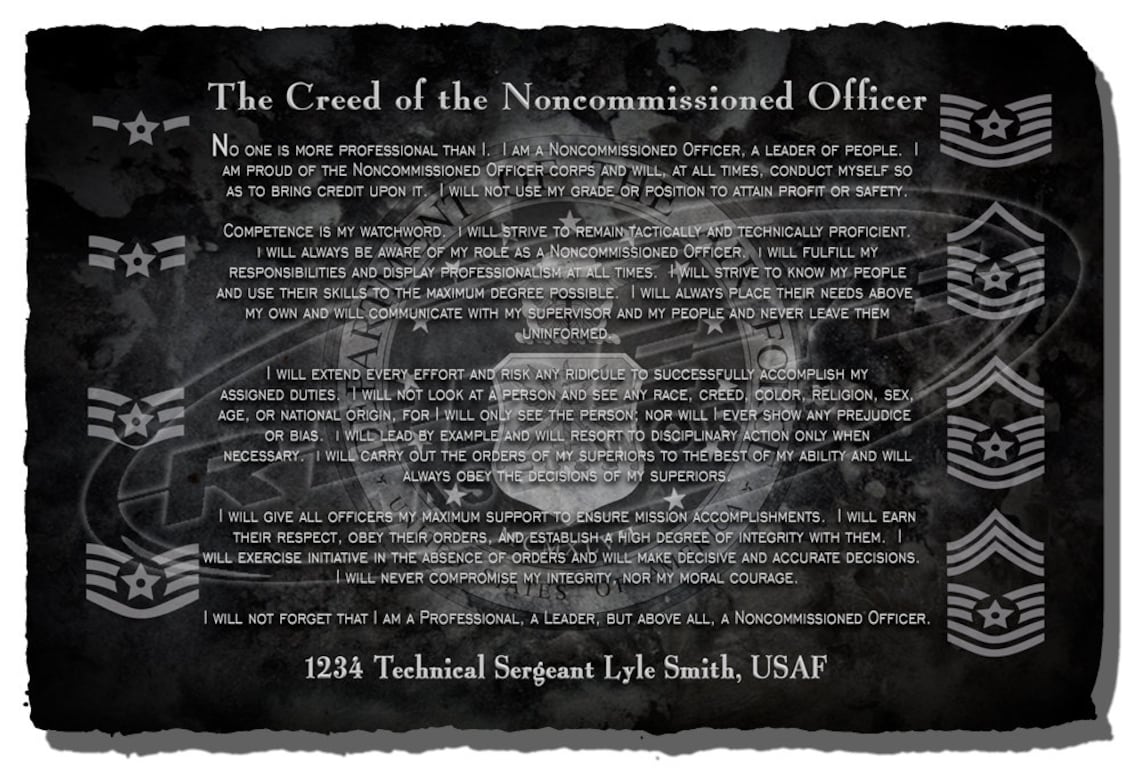 Air Force NCO Creed Stone Plaque, Personalized USAF Gift - Etsy