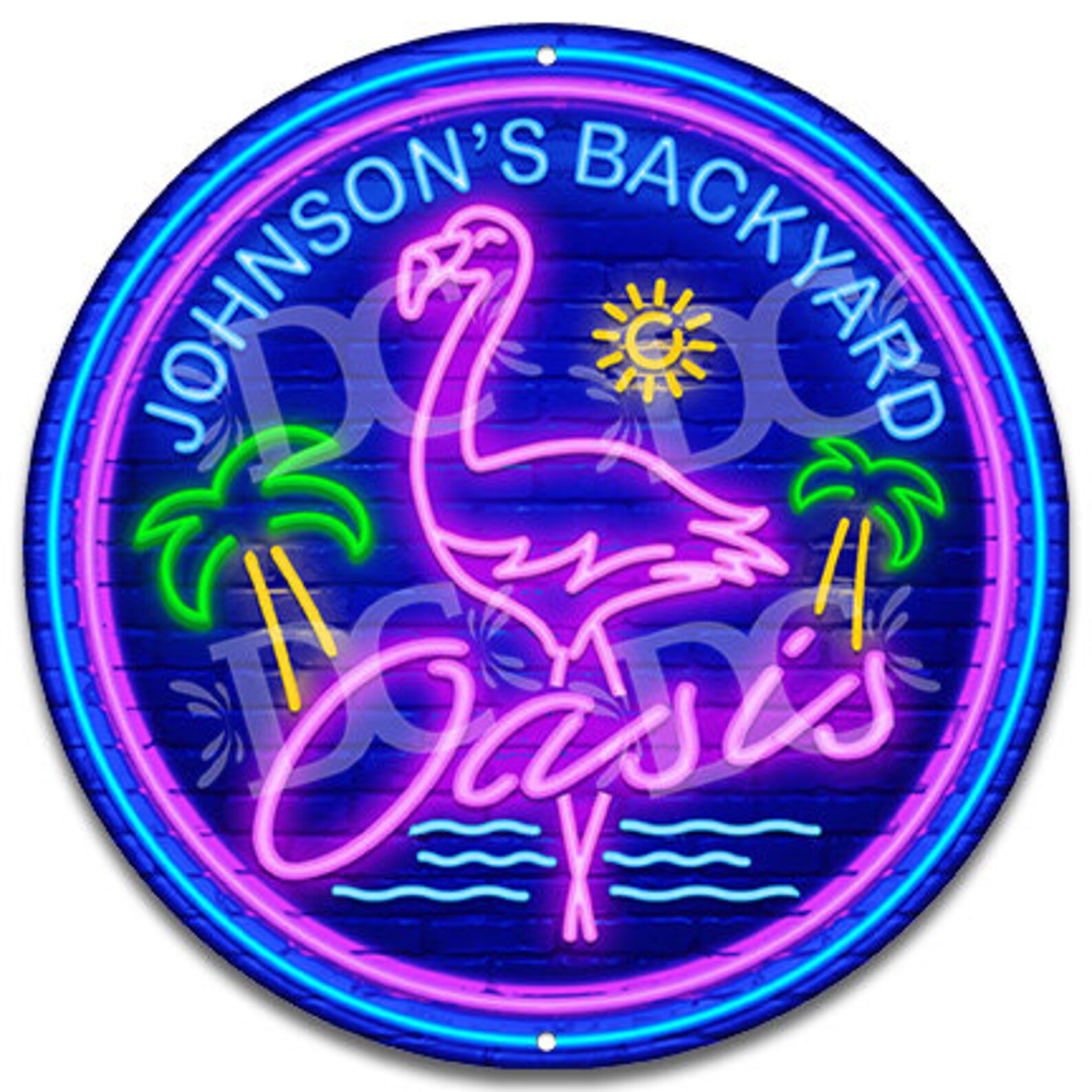 Backyard Oasis Sign Customized Patio Sign Neon Themed Tiki | Etsy
