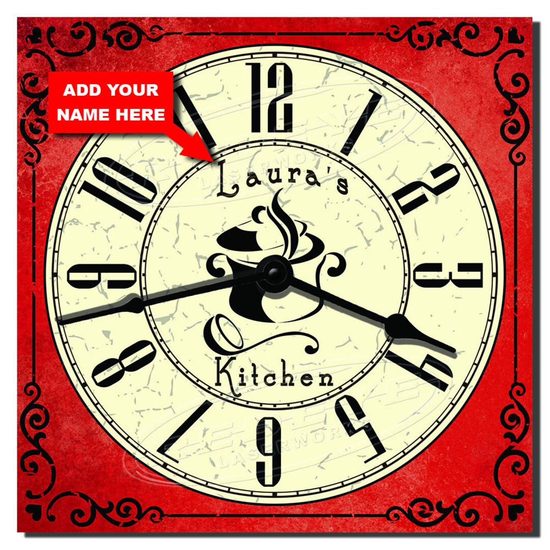 Vintage Red Kitchen Wall Clock, Cooking Kitchen Wall Clock, Vintage ...