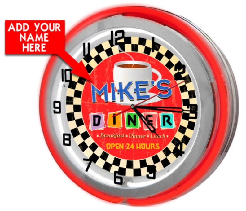 Vintage Diner Restaurant 19 Neon Clock Retro Diner - Etsy