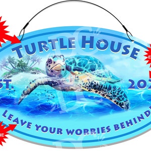 Sea Turtle Themed Metal Personalized Sign, Turtle Signs, Sea Creature ...