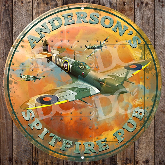 WWII Spitfire Airplane Pub Sign: Personalized Hangar Decor - Etsy