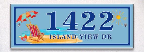 Beach House Cottage Numbers Beach Themed Custom House Plaque | Etsy