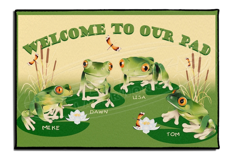 Frogs Font Porch Mat Frog Family Welcome Mat Customized | Etsy