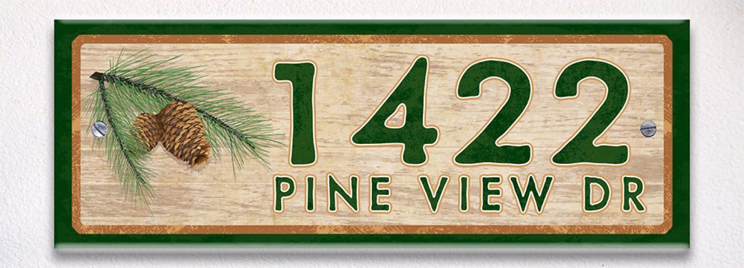 Pine Tree Themed Ceramic House Numbers, Pine Branch Welcome Cottage ...
