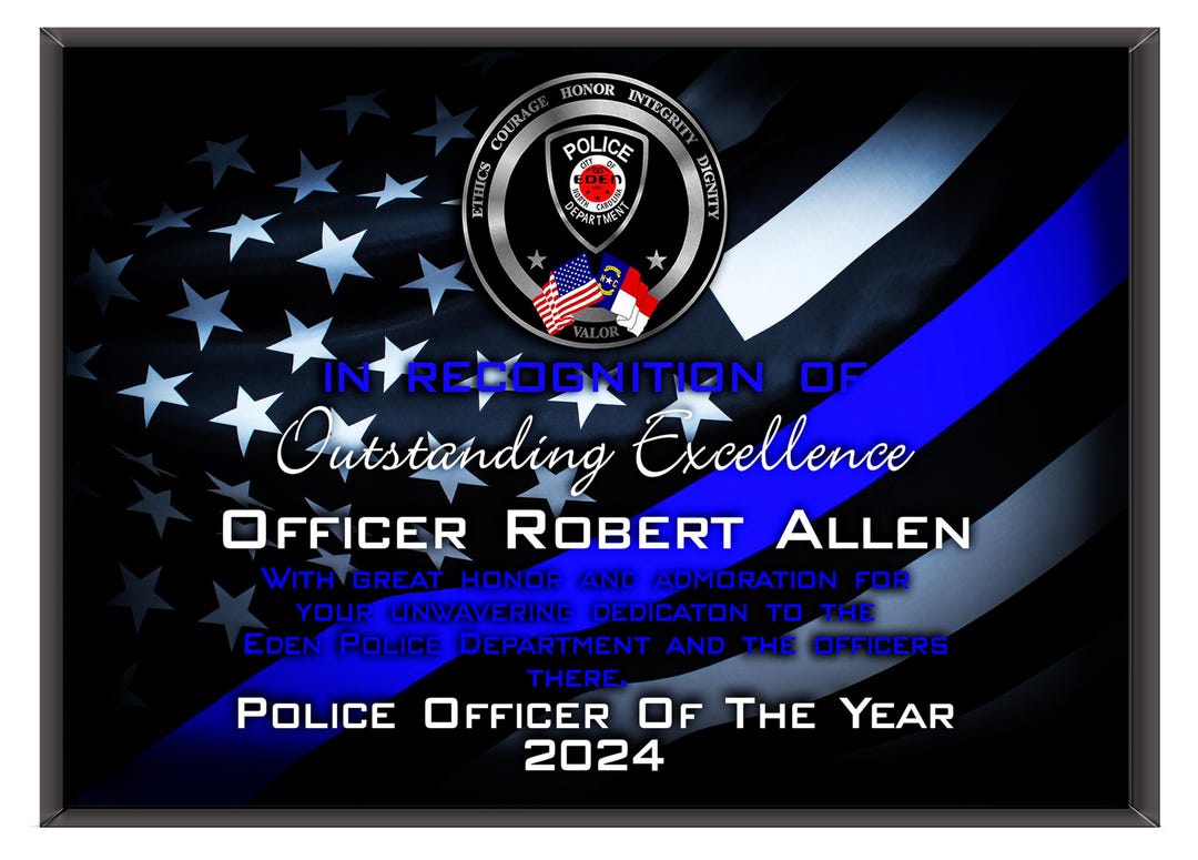 Police Officer Recognition Wall Plaque, Police Department Awards ...