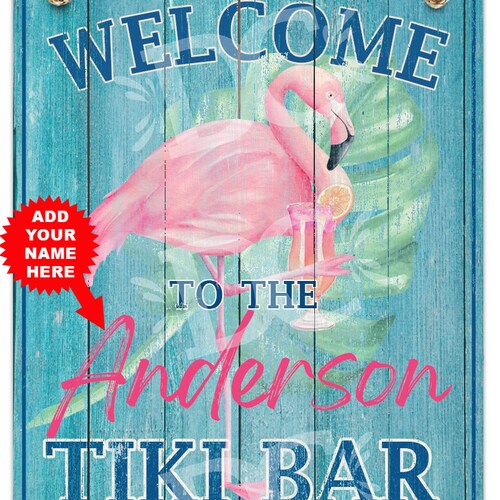 Flamingo Themed Tiki Bar Sign Tiki Bar Decor Tiki Bar - Etsy