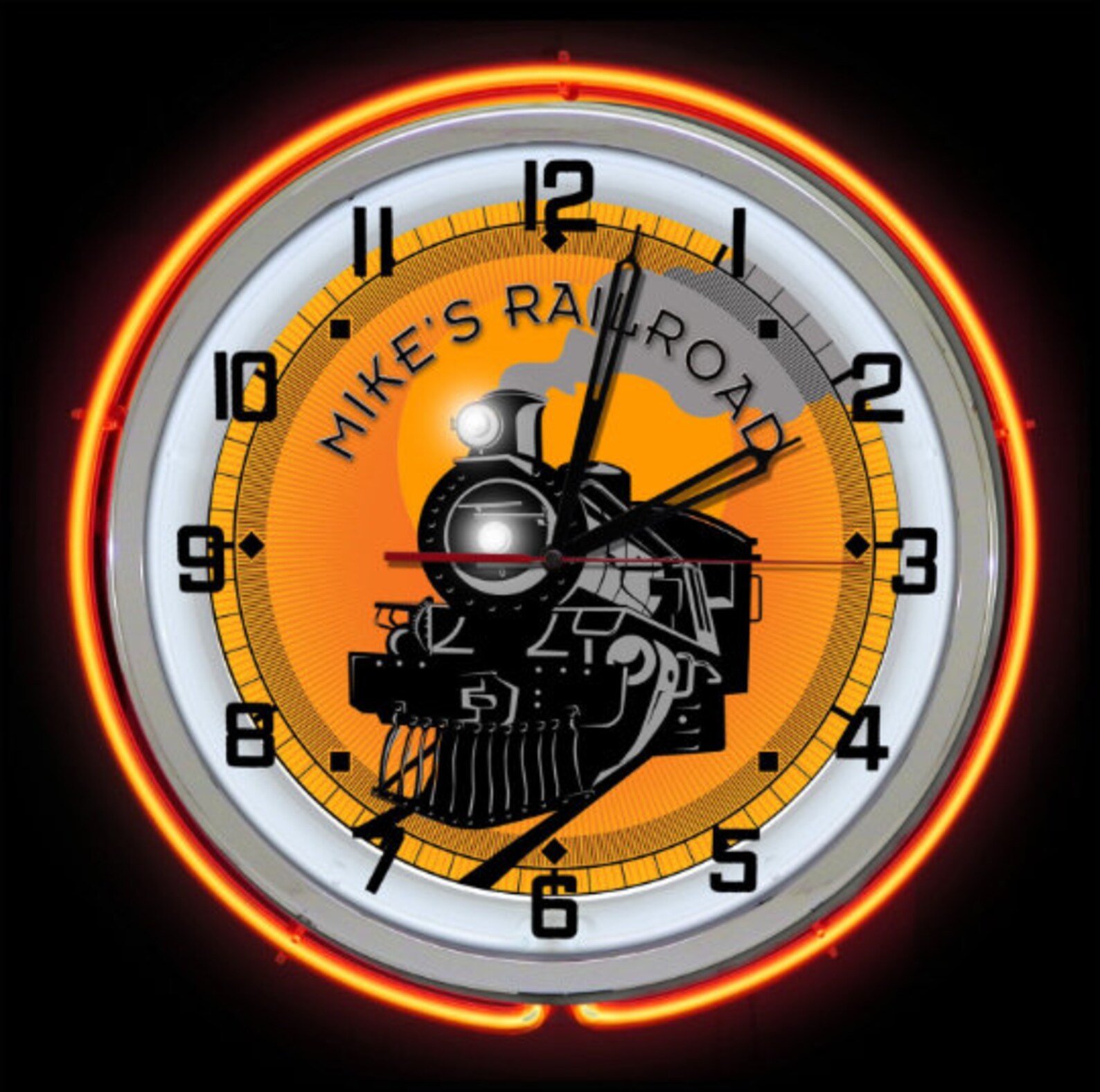 Railroad Train Room 19" Neon Clock Customized, Locomotive Signs, Train ...