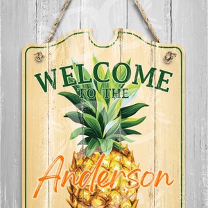 Personalized Pineapple Welcome Sign: Tropical Home Decor - Etsy