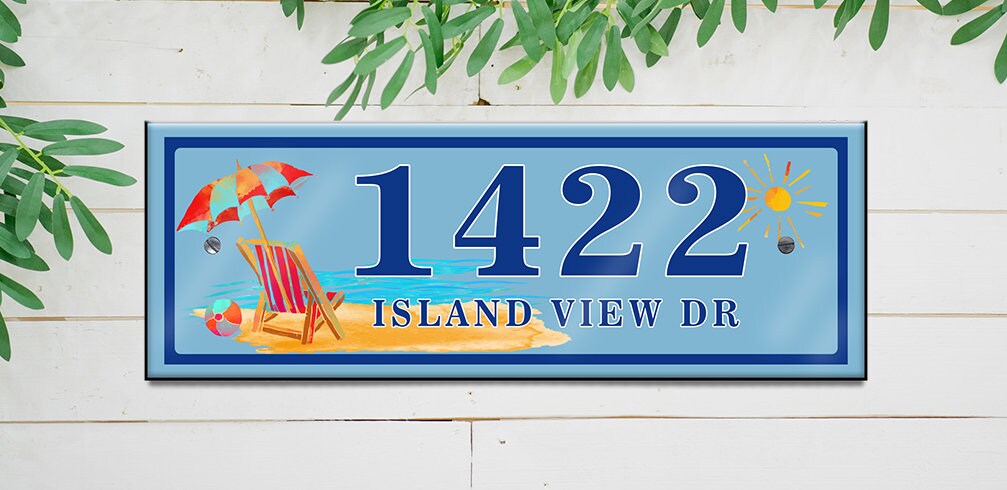 Beach House Cottage Numbers Beach Themed Custom House Plaque | Etsy