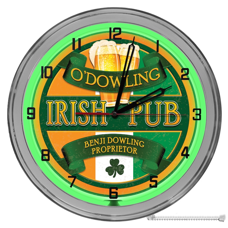 Irish Pub 16 in Wall Clock Customized Ireland Tavern Light up - Etsy