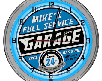 Neon Garage Clock | Etsy