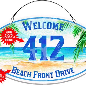 Beachfront Watercolor Themed Metal House Sign, Beach Décor Signs, Beach ...