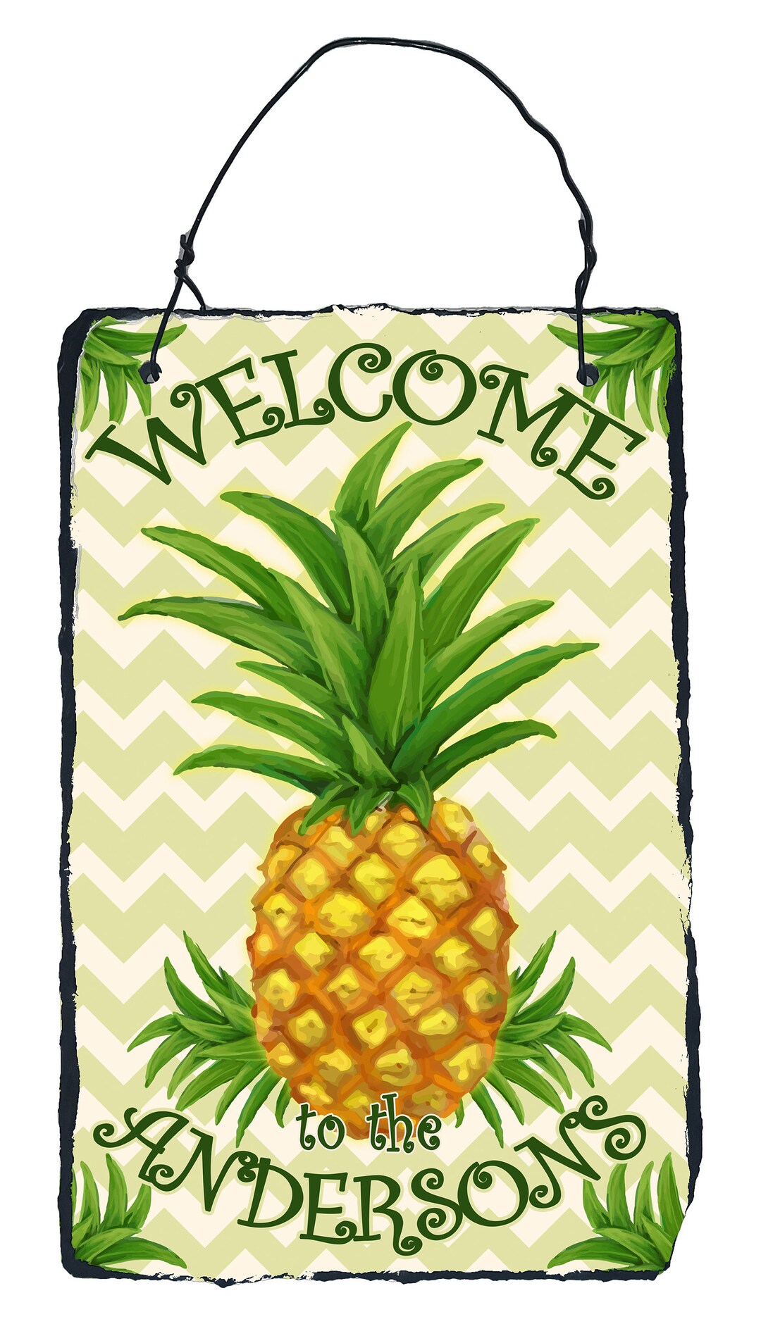 Pineapple Welcome Sign: Personalized Slate Front Door Decor - Etsy