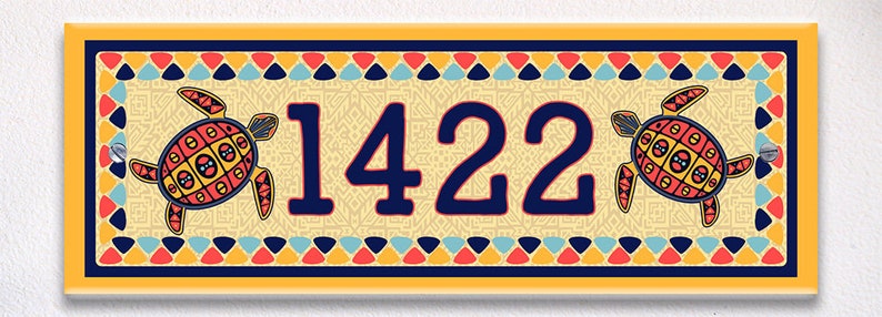 Aztec Turtle Themed Ceramic House Number Sea Turtle Custom - Etsy