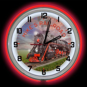 Railroad Train Room 19" Neon Clock Customized, Locomotive Signs, Train ...