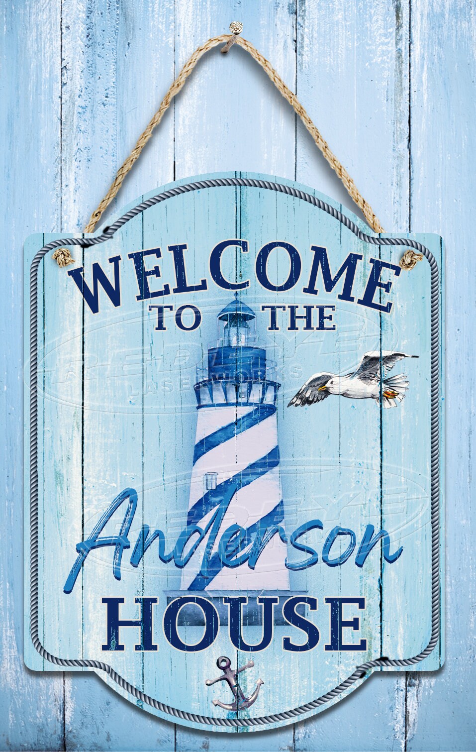 Lighthouse Blue Theme Porch Sign Lighthouse Welcome Sign Sea - Etsy