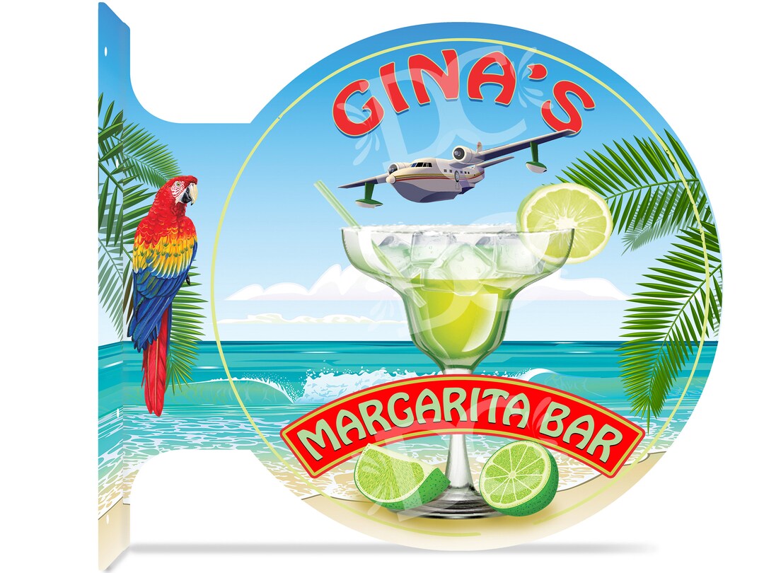 Beach Margarita Bar Double Sided Sign, Tropical Margarita Bar Signs ...