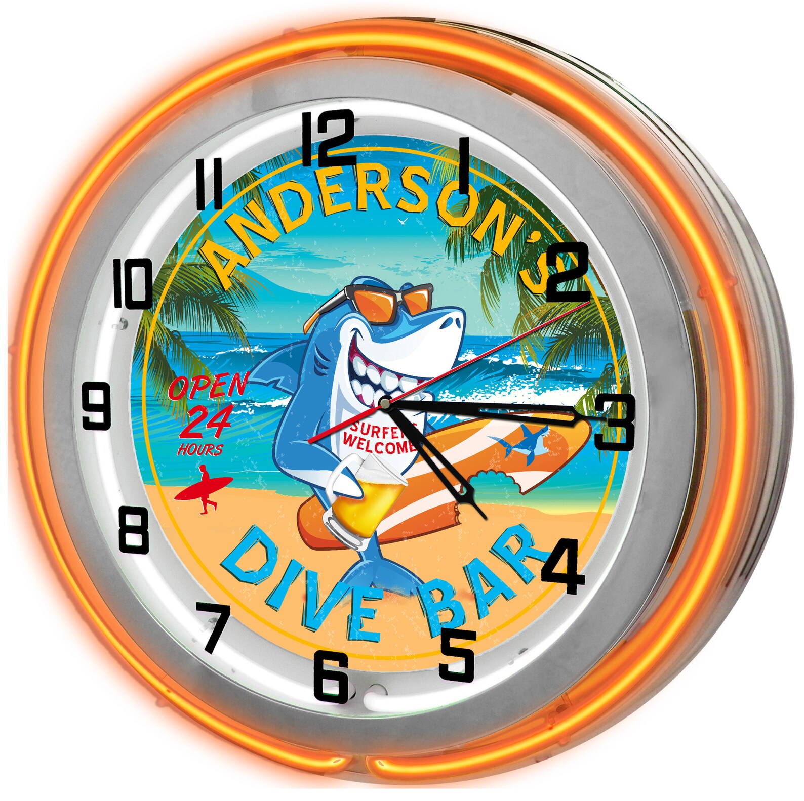 Shark Dive Bar 19 Neon Clock Dive Shack Bar Customized | Etsy