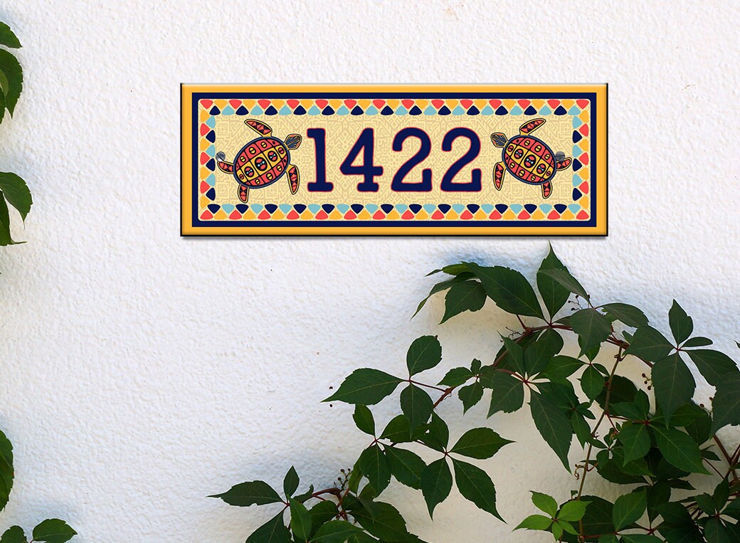 Aztec Turtle Themed Ceramic House Number Sea Turtle Custom - Etsy