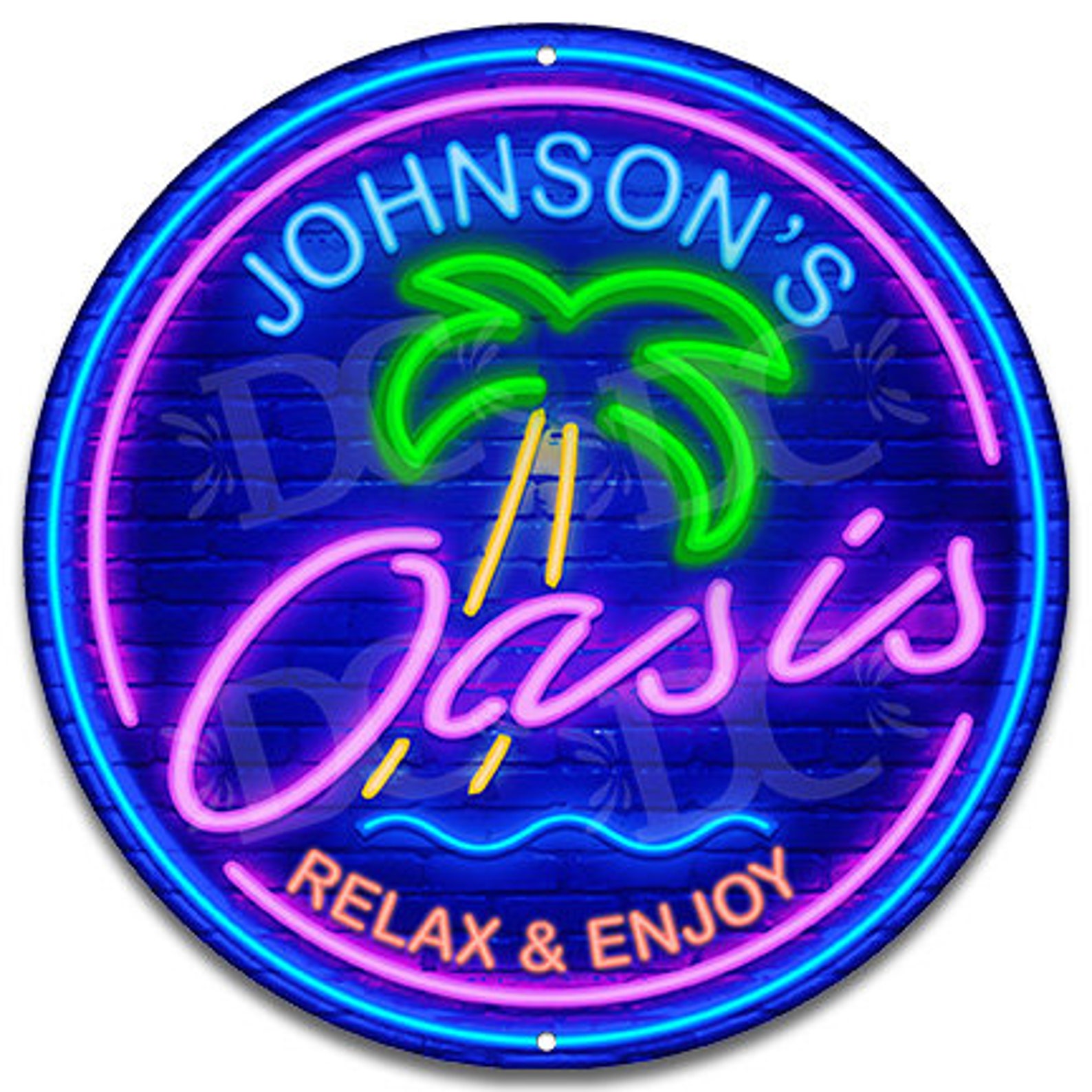 Backyard Oasis Sign Customized Patio Sign Neon Themed Tiki | Etsy