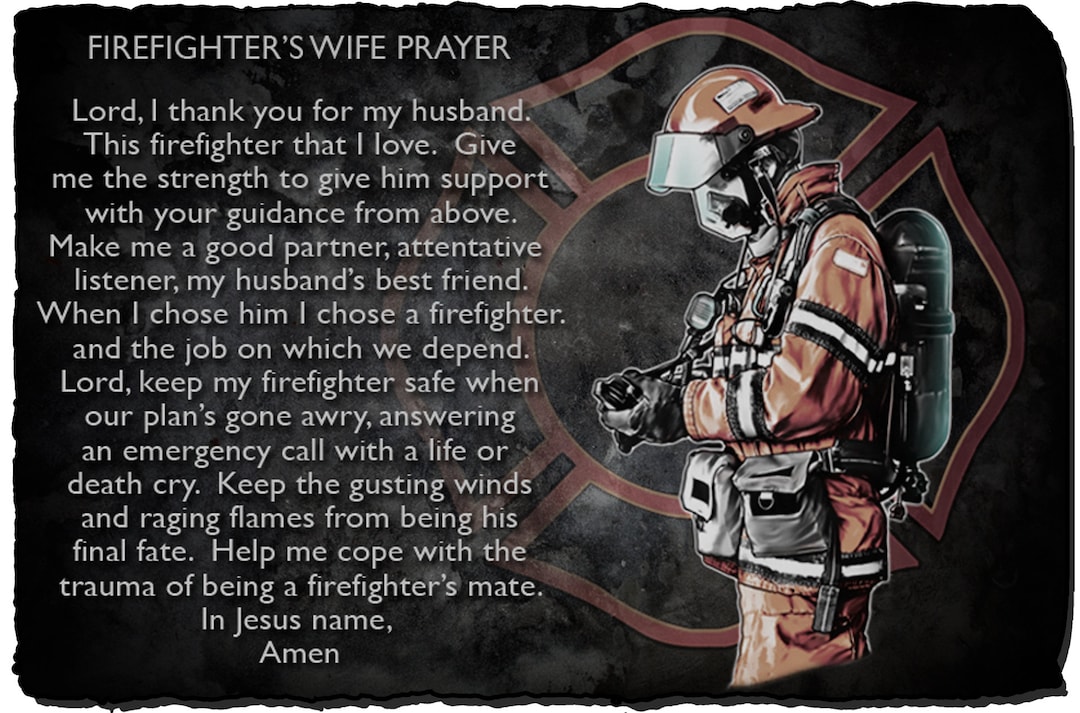 Firefighters Wife's Prayer Plaque, Firefighter Memorial Prayer Stone ...