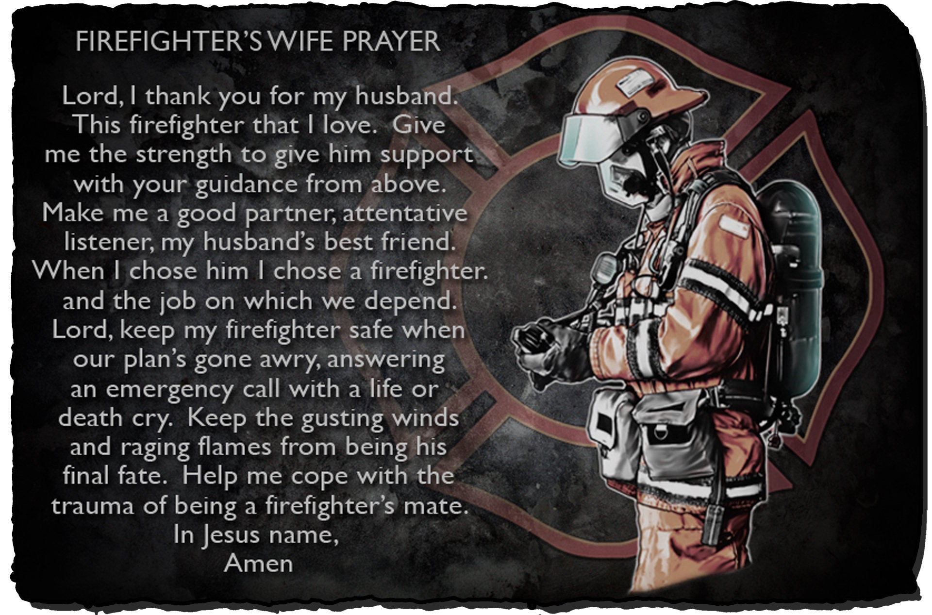 Firefighters Wife's Prayer Plaque Firefighter Memorial | Etsy